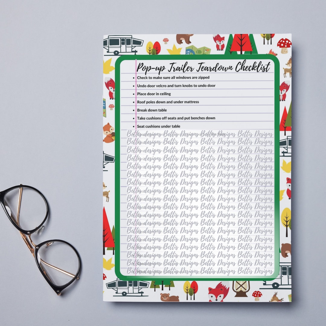 Pop-up Trailer 8.5x11 Teardown Checklist, 100% Editable Template ...