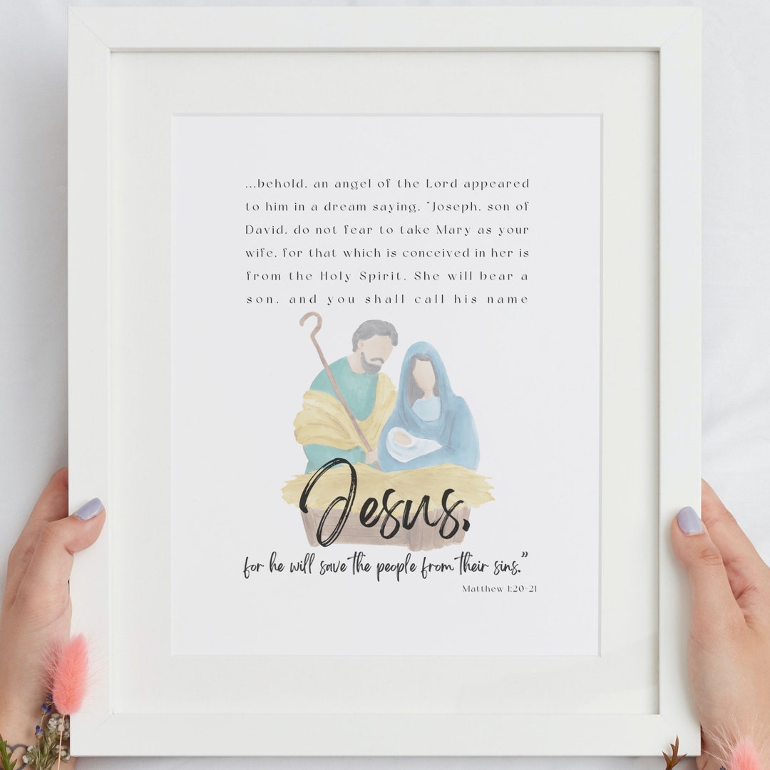 Matthew 1:20-21 Printable, PNG, Digital Art, Christmas Bible Verse ...