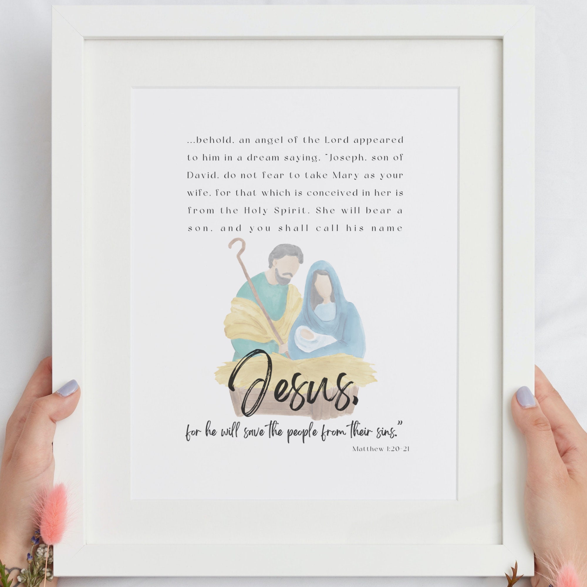 Matthew 1:20-21 Printable, PNG, Digital Art, Christmas Bible Verse ...