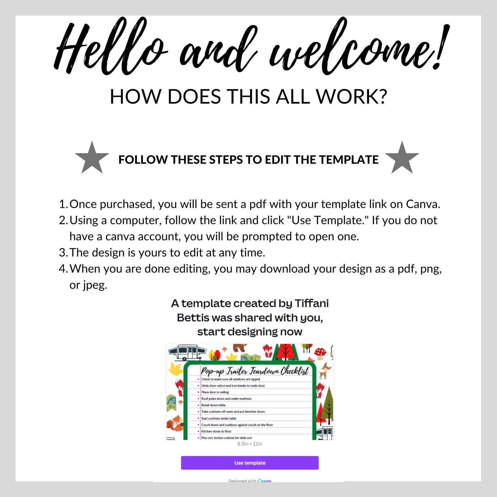 Pop-up Trailer 8.5x11 Teardown Checklist, 100% Editable Template ...