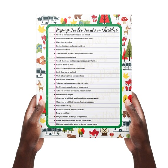 Pop-up Trailer 8.5x11 Teardown Checklist 100% Editable - Etsy