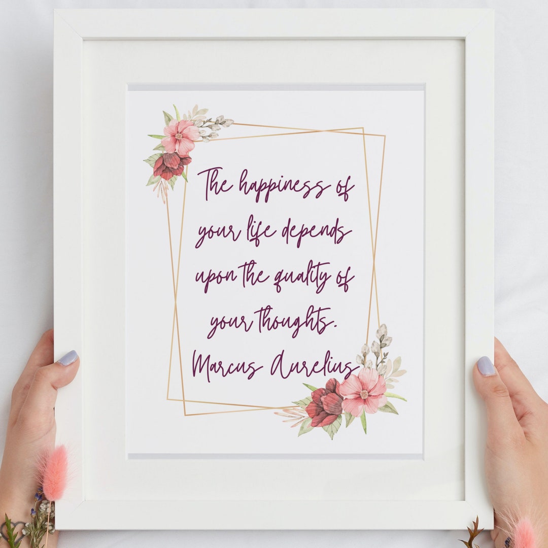 Marcus Aurelius Quote Print: Watercolor Flowers, Gold Geometric ...