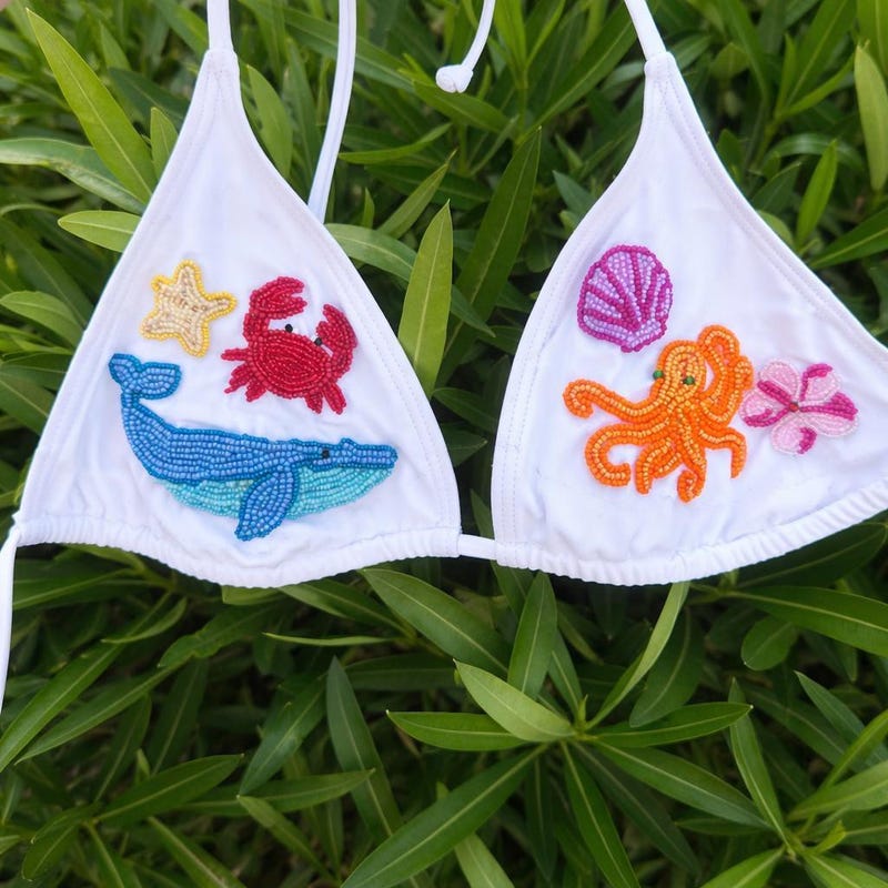 Embroidery Beaded Bikini - Etsy