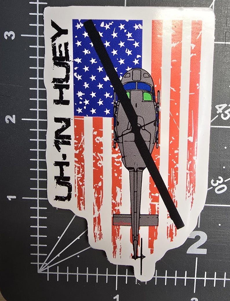 UH-1N Huey Over Distressed American Flag - Etsy