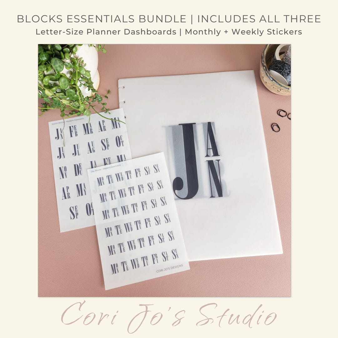 Blocks Essentials Bundle – Letter Size Planner Dashboards + Monthly ...