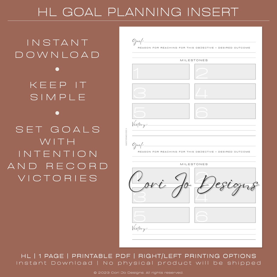 HL Goal Planner Printable Insert Goal Planning Page Half Letter Planner ...
