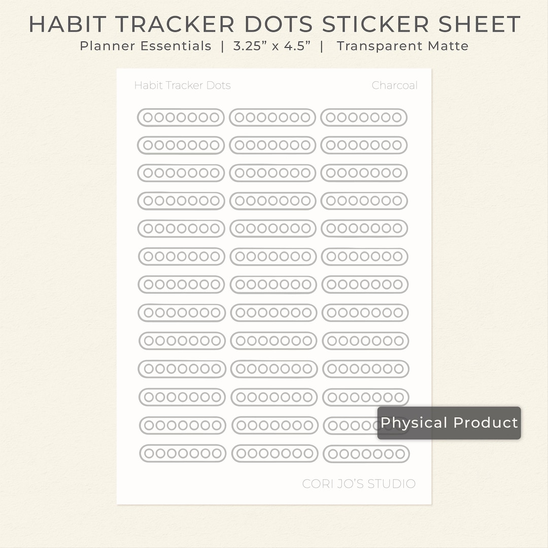 Habit Tracker Dots Stickers | Minimal Hand Drawn Shapes | Transparent ...