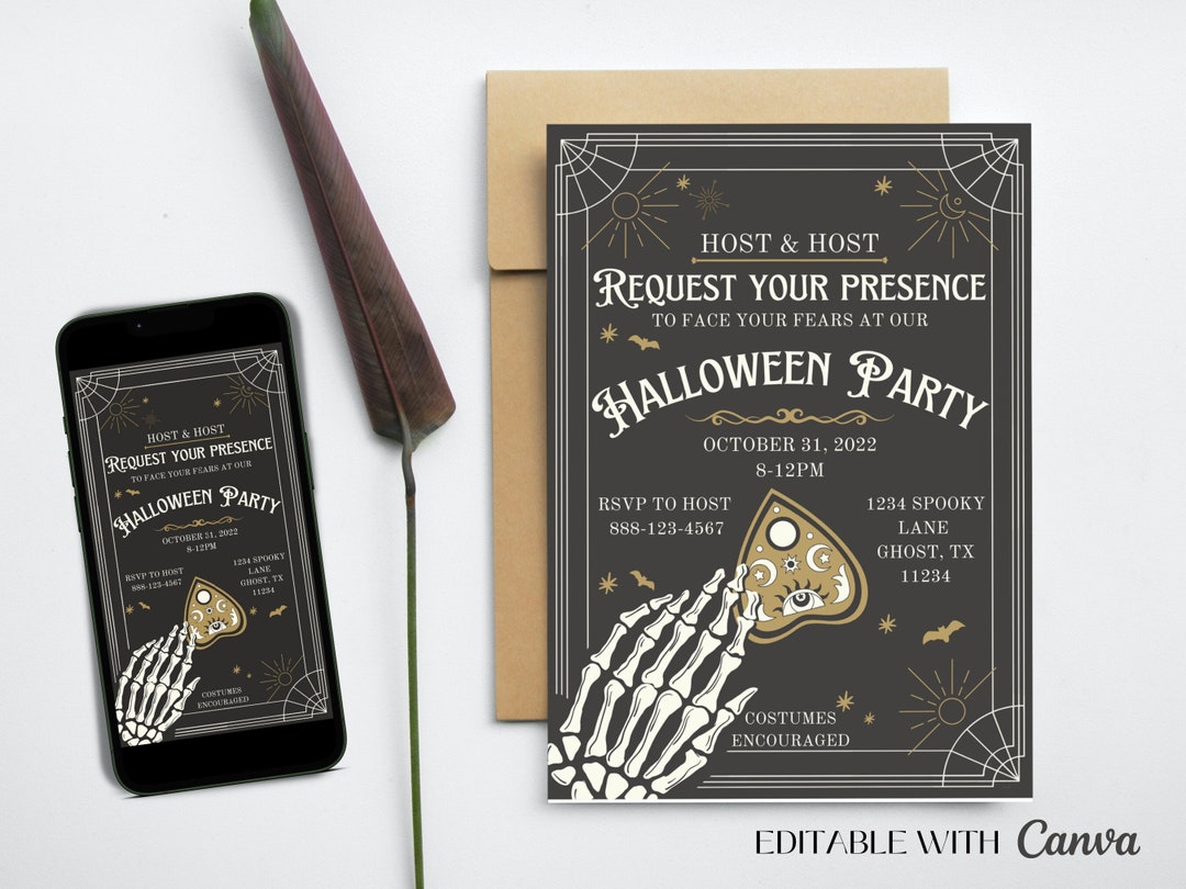 Halloween Invitation Editable Canva Template | Evite and 5x7" Printable ...
