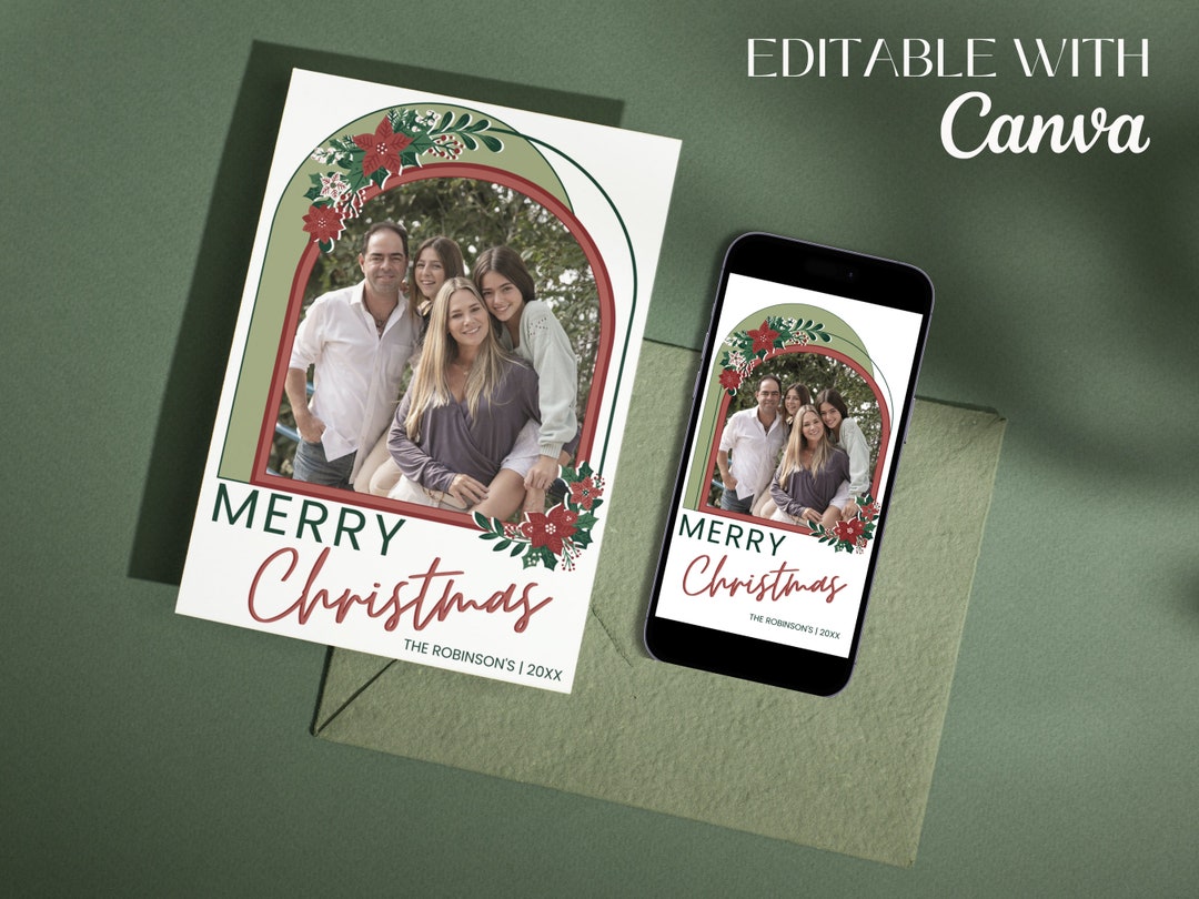Editable Christmas Canva Photo Card Template | Digital and 5x7 ...