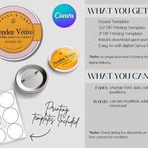 Editable Bachelorette Button Canva Template | Digital Sticker Printable ...