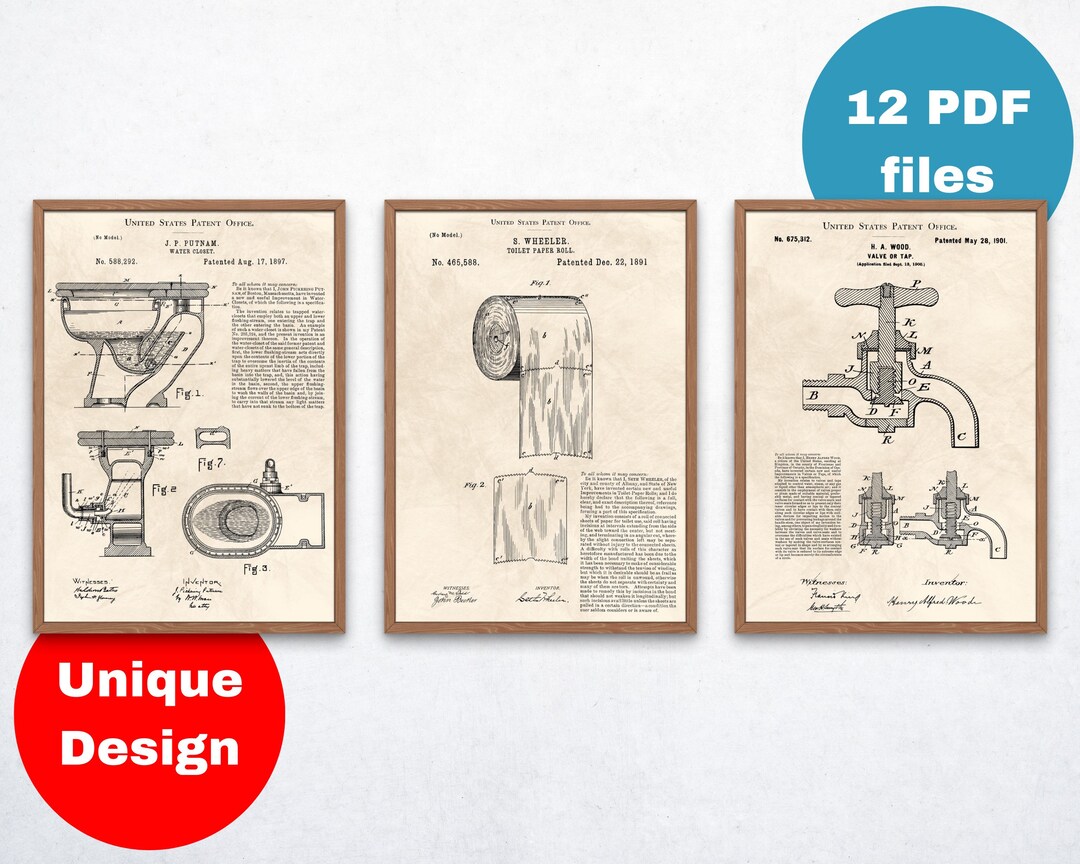 Bathroom Decor, Set of 3, Restroom Wall Art, Washroom Posters, Custom ...