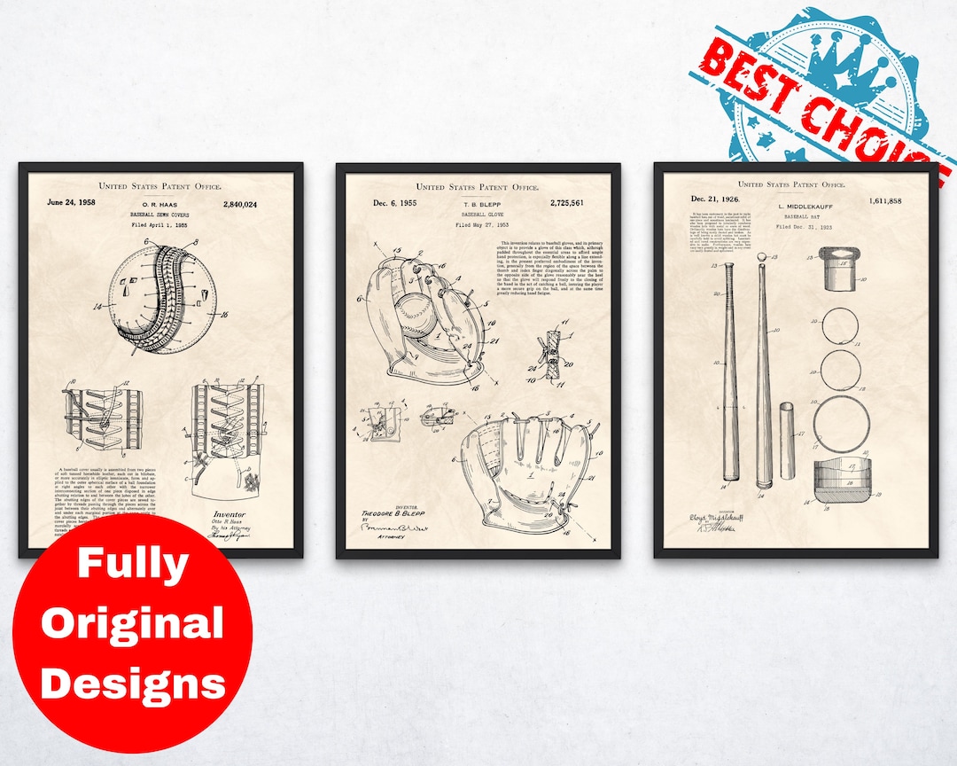 Baseball Posters, Set of 3, Sports Fan Wall Art, Sports Enthusiast ...