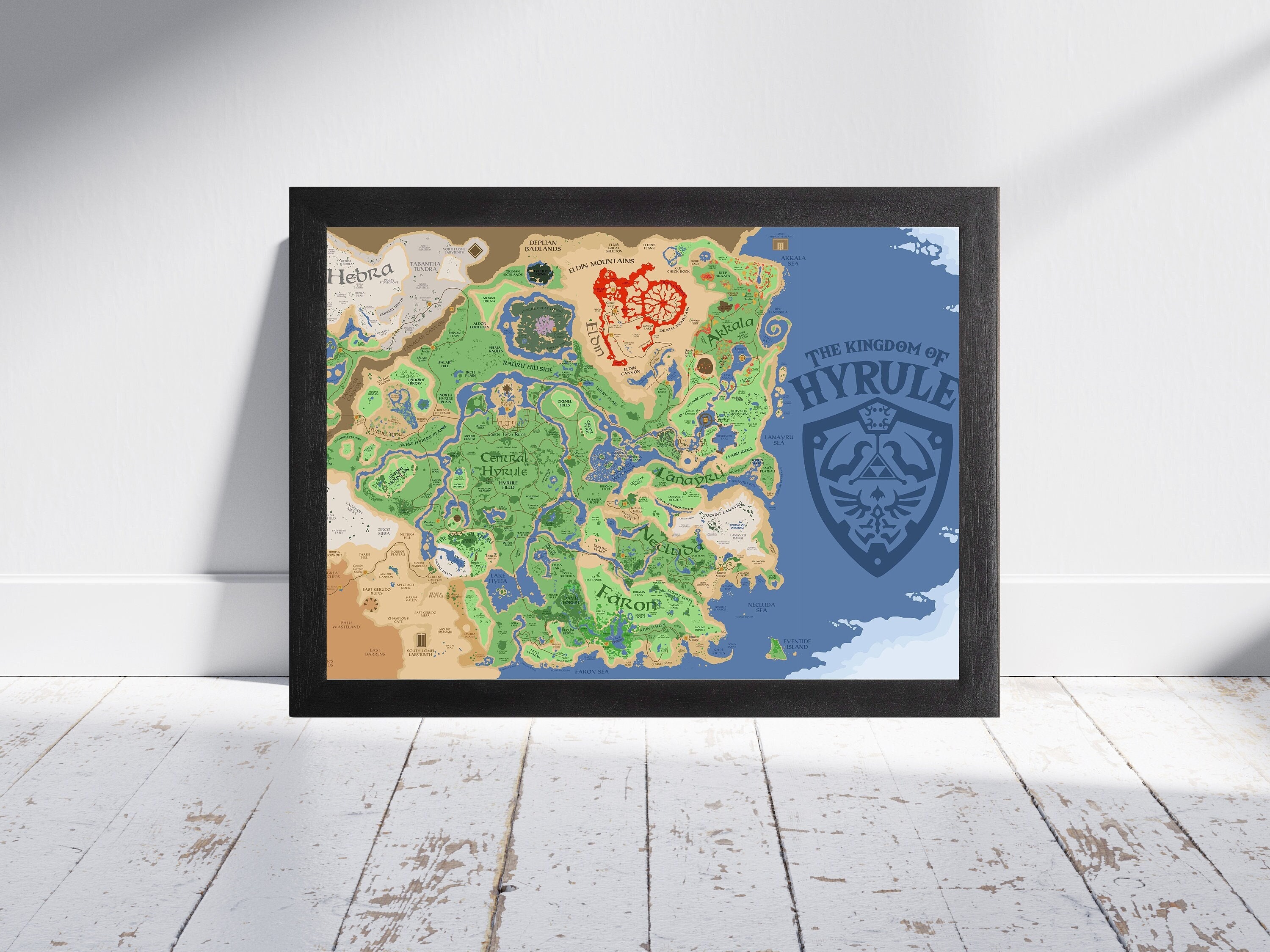 Legend of Zelda, Breath of the Wild, Framed Poster Wall Art, Map Poster ...