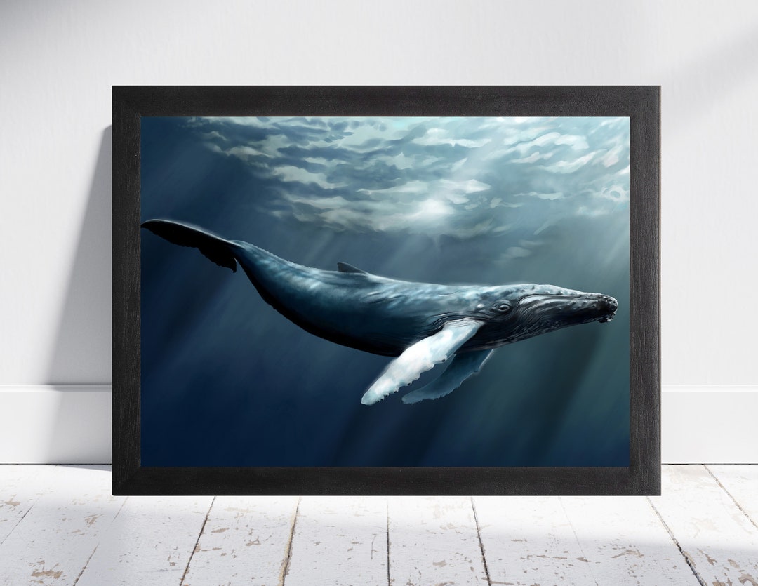 Humpback Whale Poster, Framed Poster, Ocean Underwater Wall Art, Whale ...