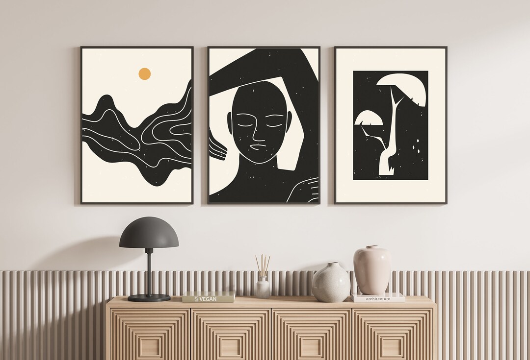 Boho Style Women and Sun Set of 3 Poster Print Wall Art, Poster Wall ...