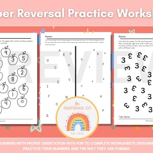 Number Reversal and Orientation Worksheets Bundle, Pediatric School ...