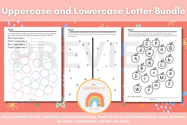 Uppercase and Lowercase Letter Discrimination Bundle, Pediatric School ...