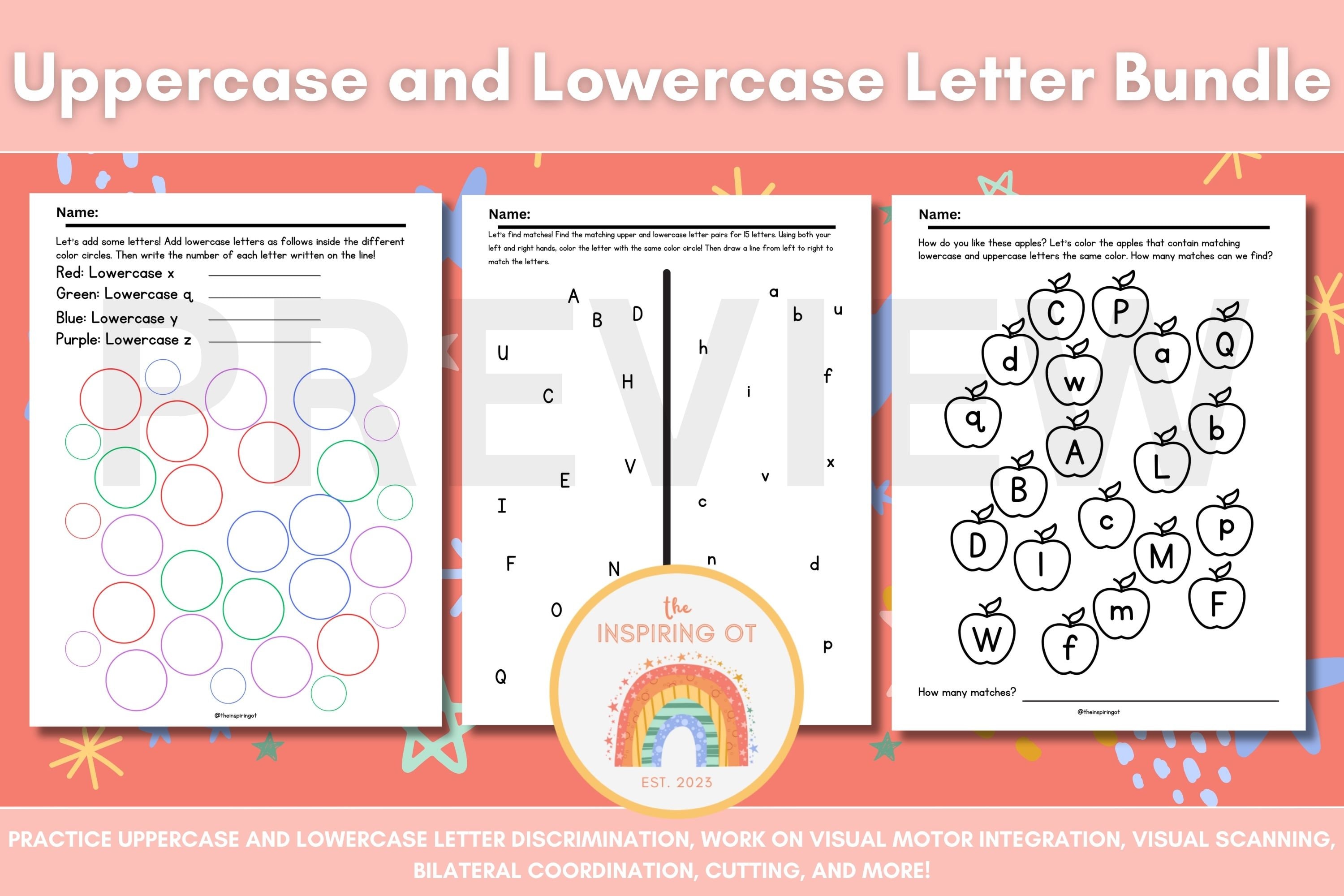 Uppercase and Lowercase Letter Discrimination Bundle, Pediatric School ...