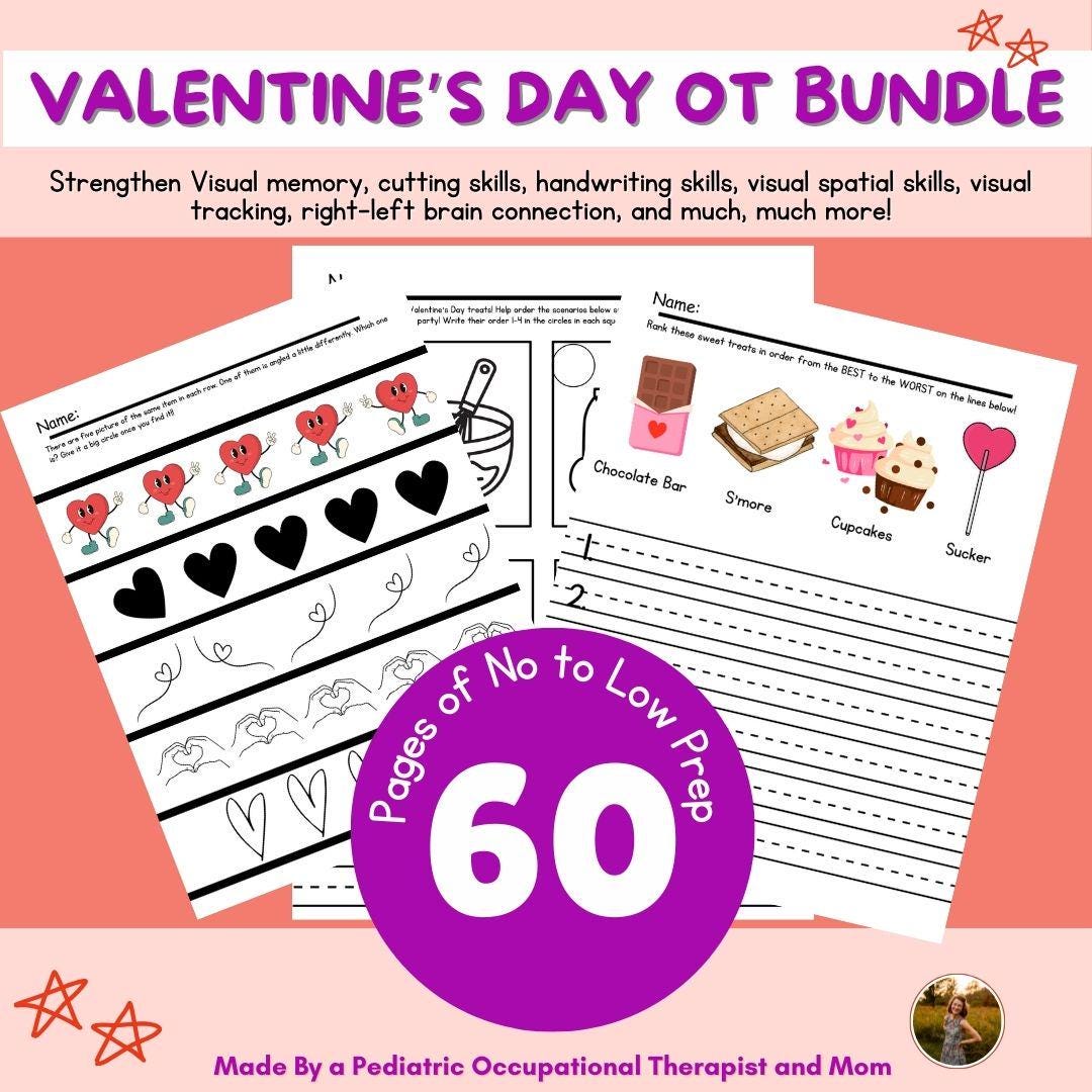 60 Page Valentine's Day Fine Motor Coordination, Visual Perception ...