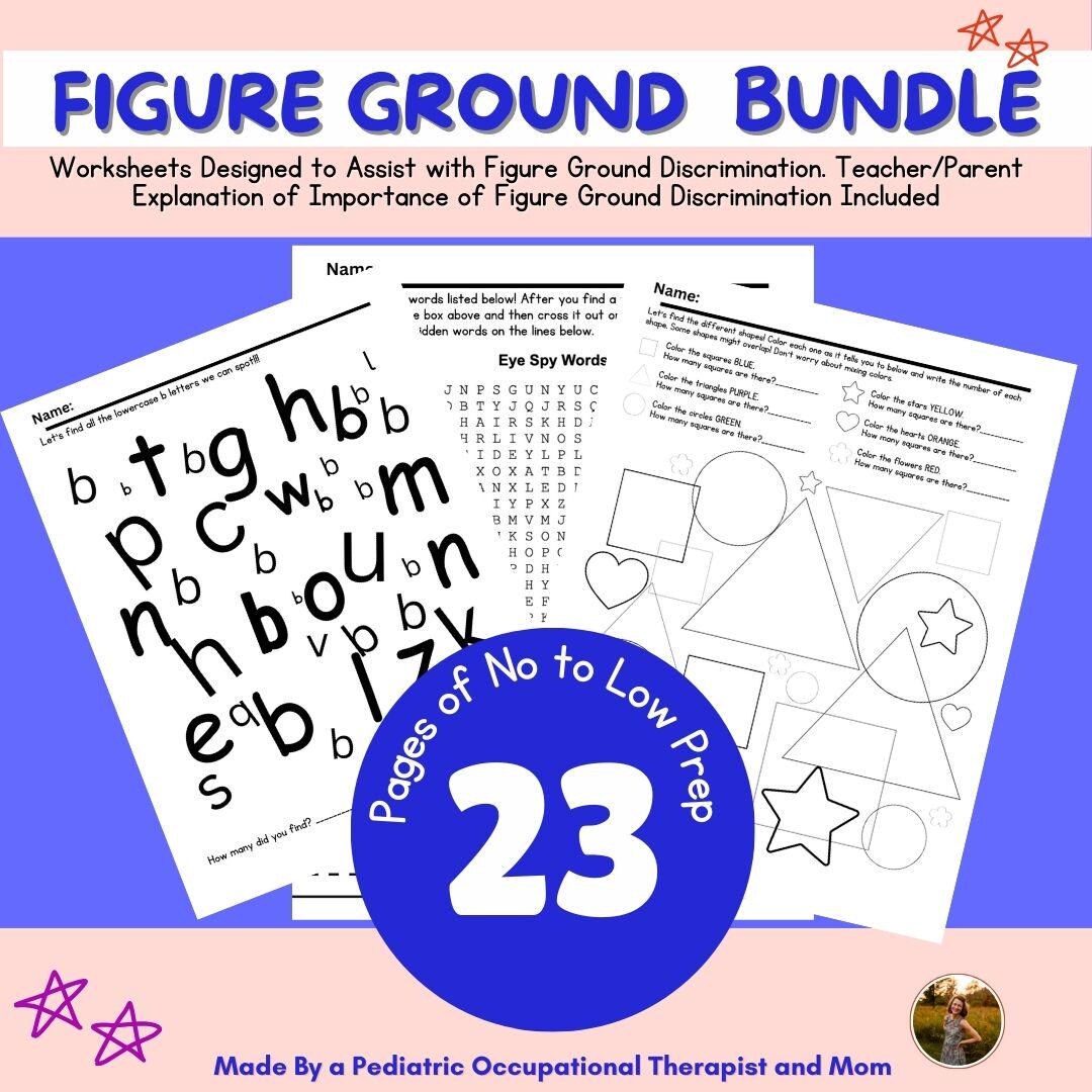 Figure Ground Discrimination Bundle Classroom Homeschool 23 Sheets ...