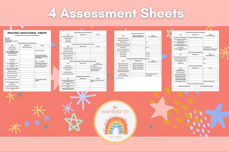 OT Assessment Template, School Based Pediatric Occupational Therapy Informal Evaluation Forms - Etsy