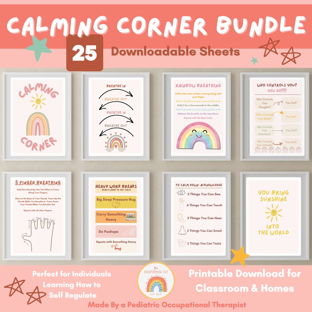Calming Corner Bundle for Classrooms and Homes, Boho Calming Corner Kit ...