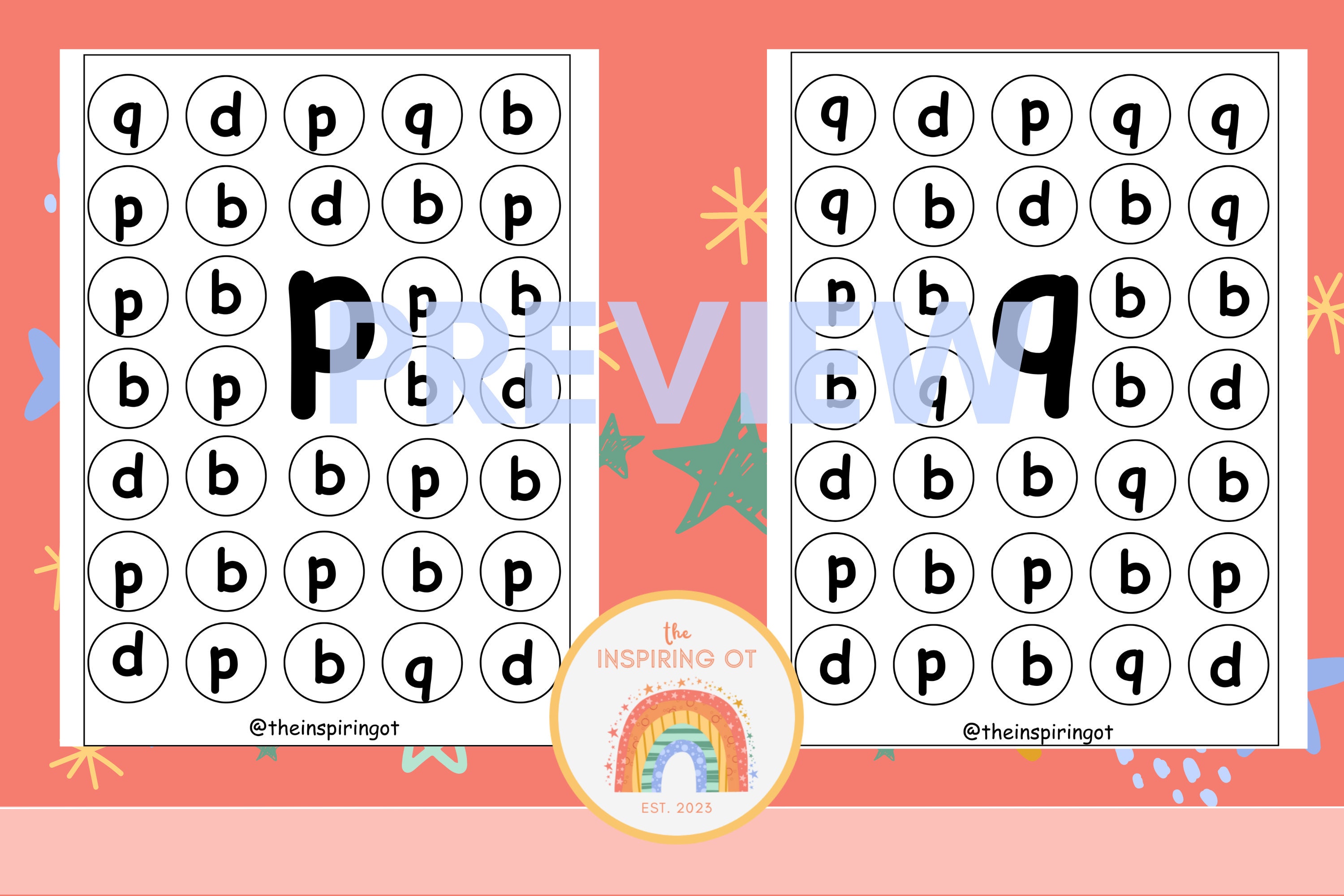 Handwriting Worksheet, B D P Q Reversal Worksheet, Occupational Therapy ...