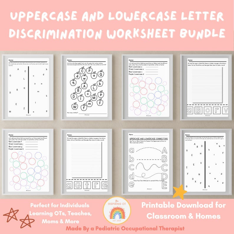 Uppercase and Lowercase Letter Discrimination Bundle, Pediatric School ...