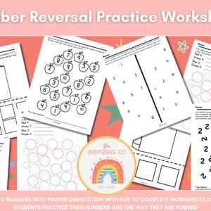 Number Reversal and Orientation Worksheets Bundle, Pediatric School ...