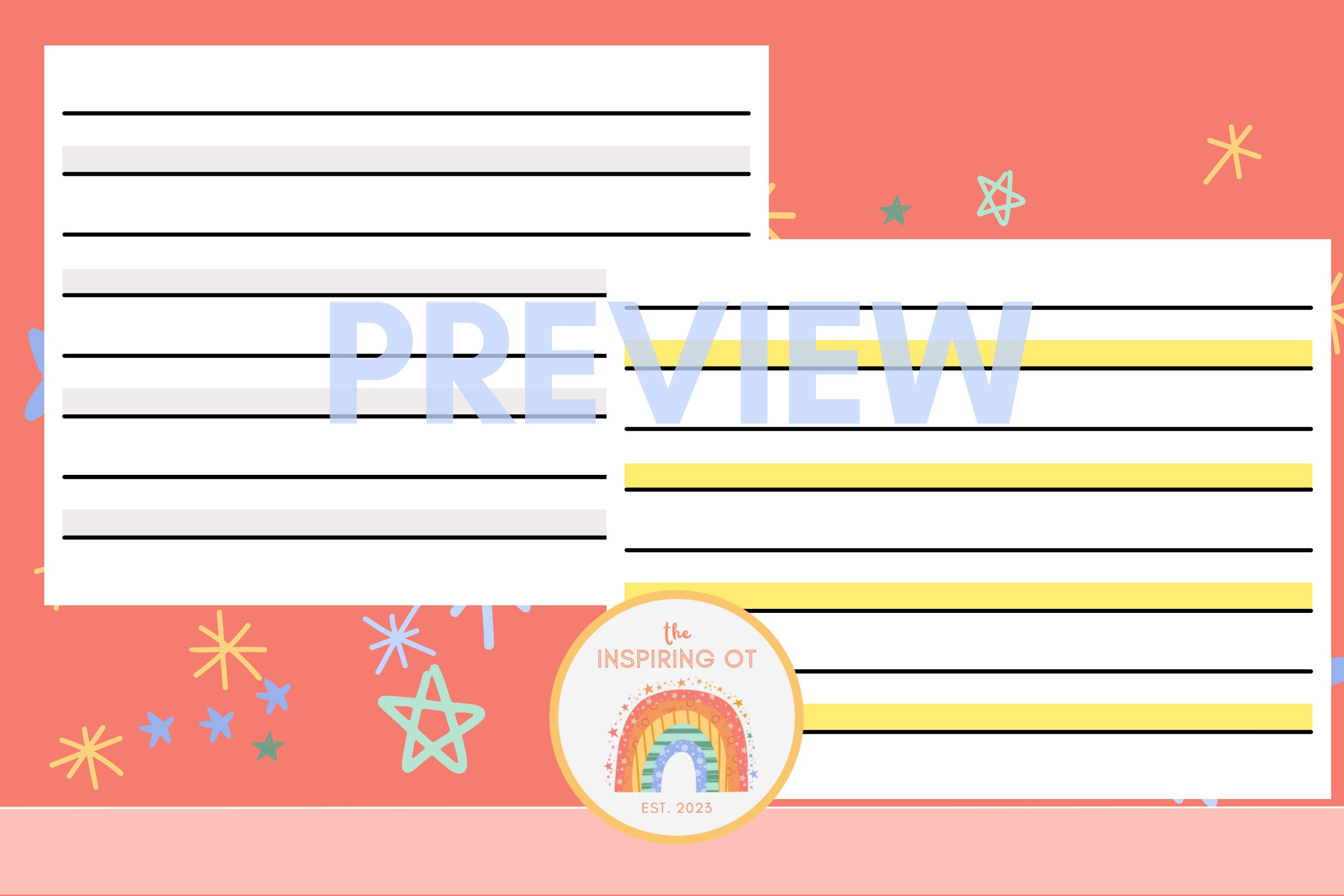 Handwriting Worksheet Lined Paper Variations, Occupational Therapy ...