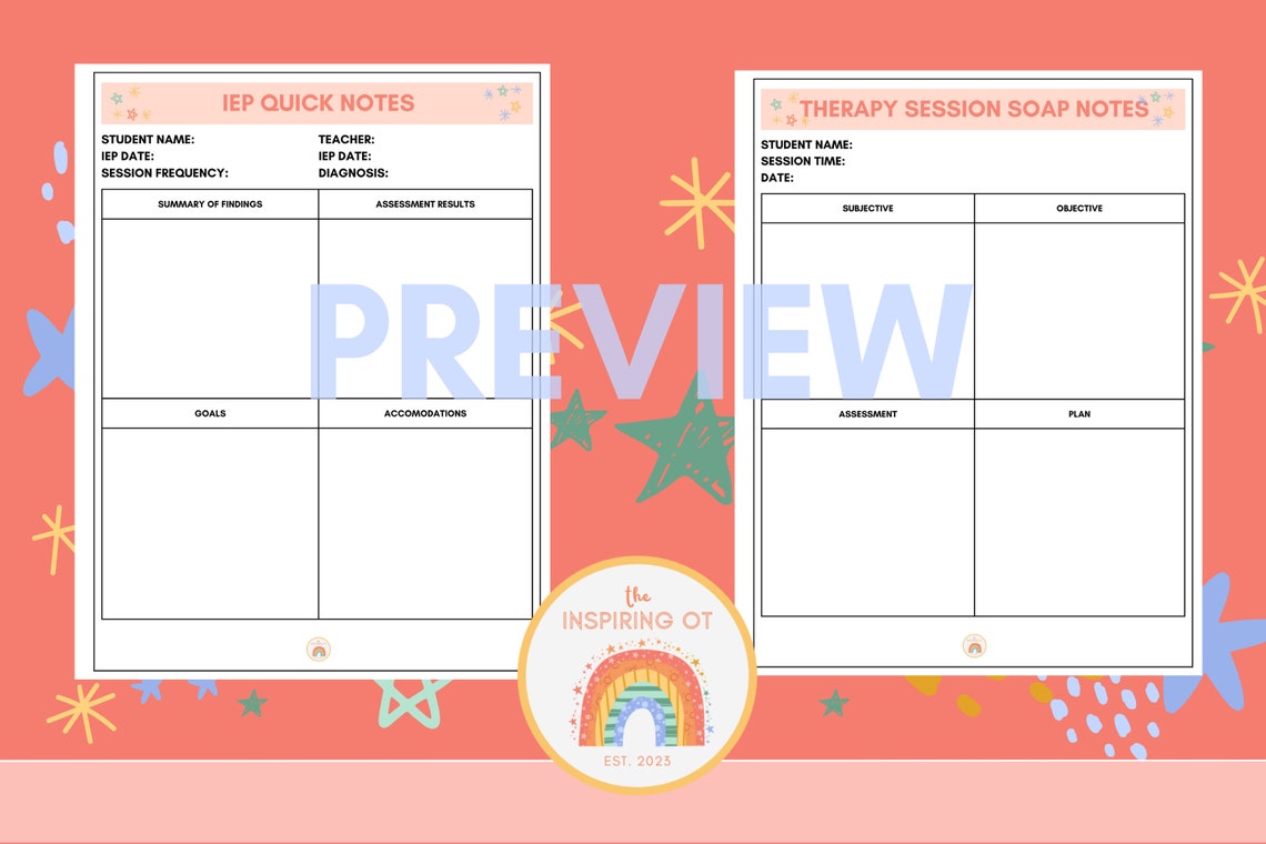 Therapy Caseload Bundle, Therapy SOAP Note Sheet, 6 Pages School ...