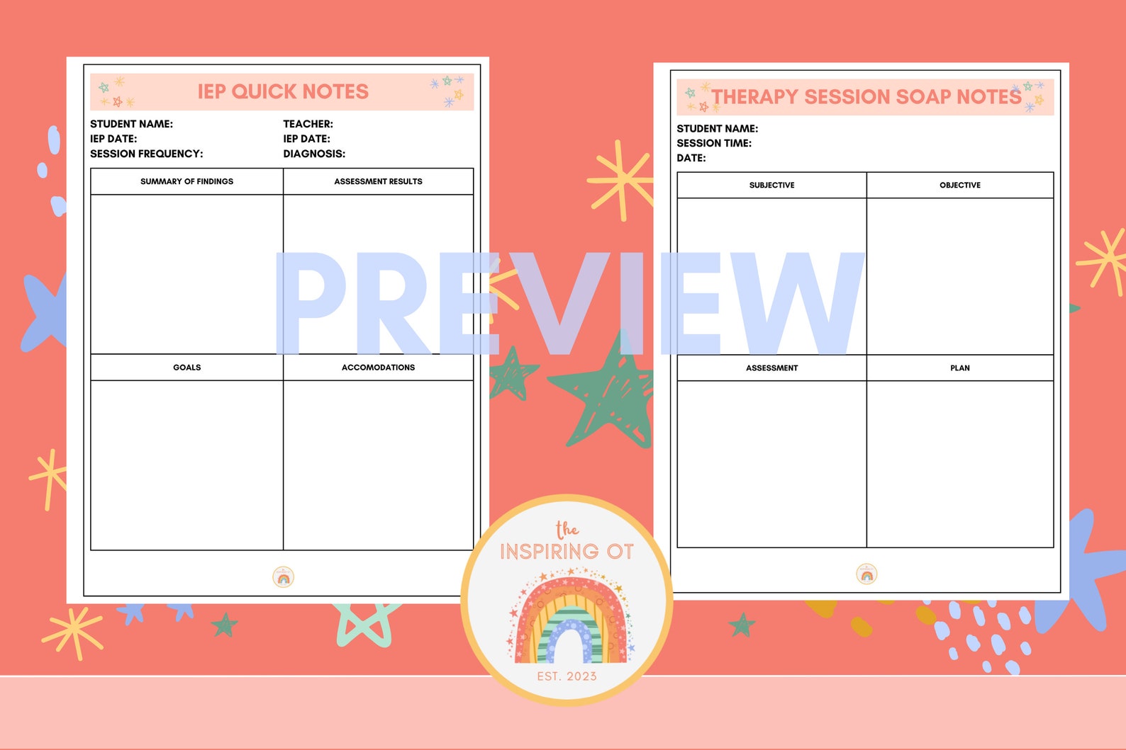 Therapy Caseload Bundle, Therapy SOAP Note Sheet, 6 Pages School ...