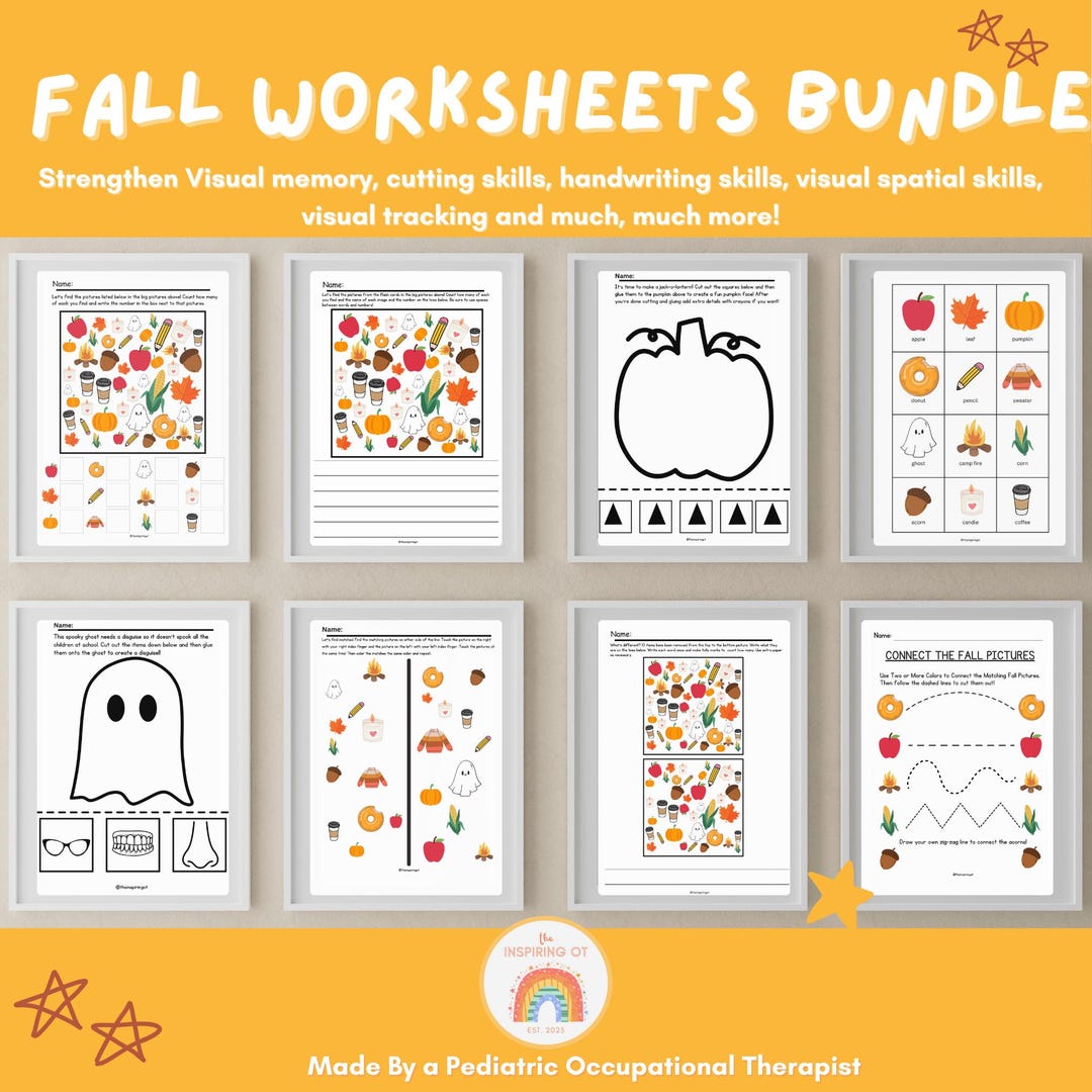 Fall Visual Memory Worksheets, Pediatric School Based Occupational ...