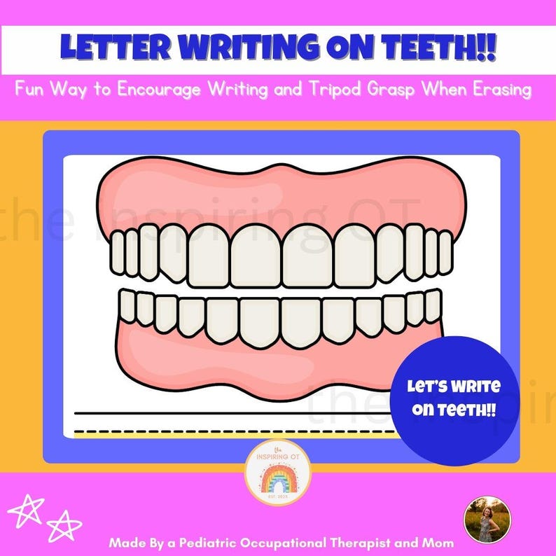 Dental-themed Writing Practice Worksheet – Printable Teeth Activity for ...