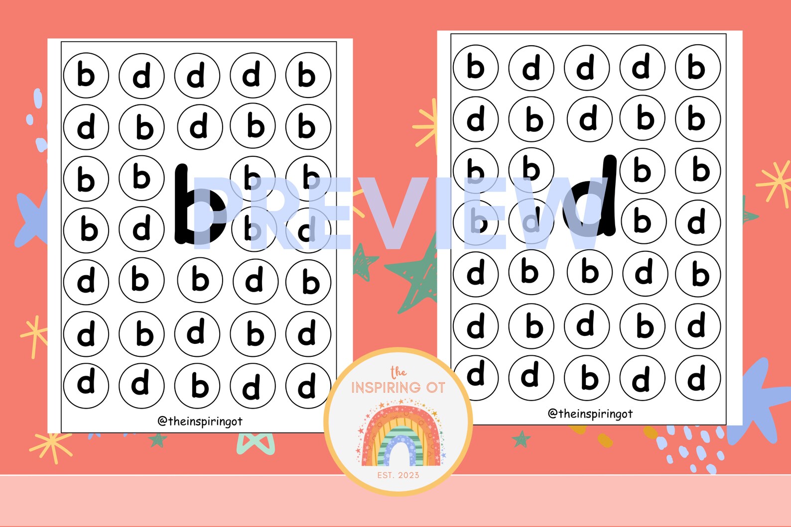 Handwriting Worksheet, B D P Q Reversal Worksheet, Occupational Therapy ...