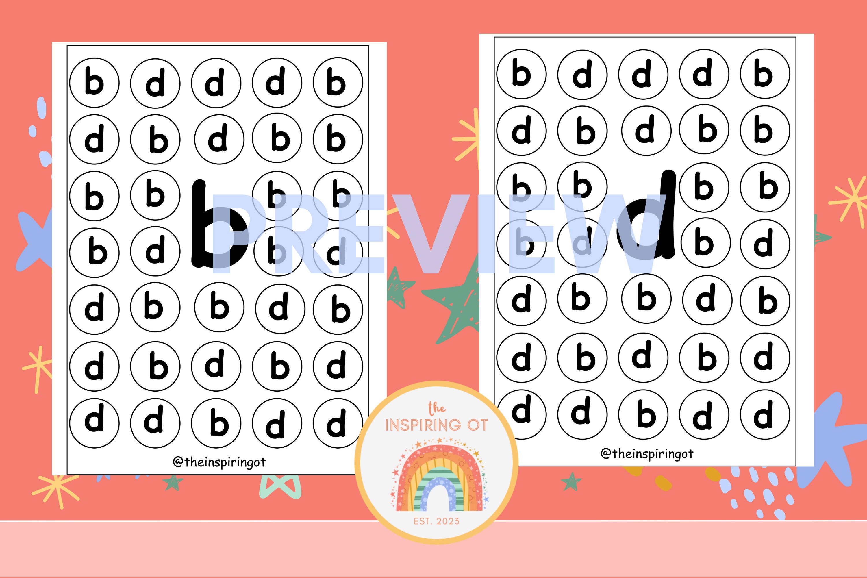 Handwriting Worksheet, B D P Q Reversal Worksheet, Occupational Therapy ...