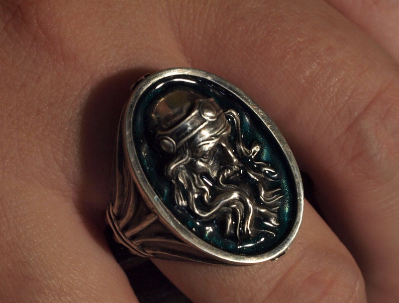 The Old King / Silver Ring Old Man Resin Water / Dark Fairytale Magic ...
