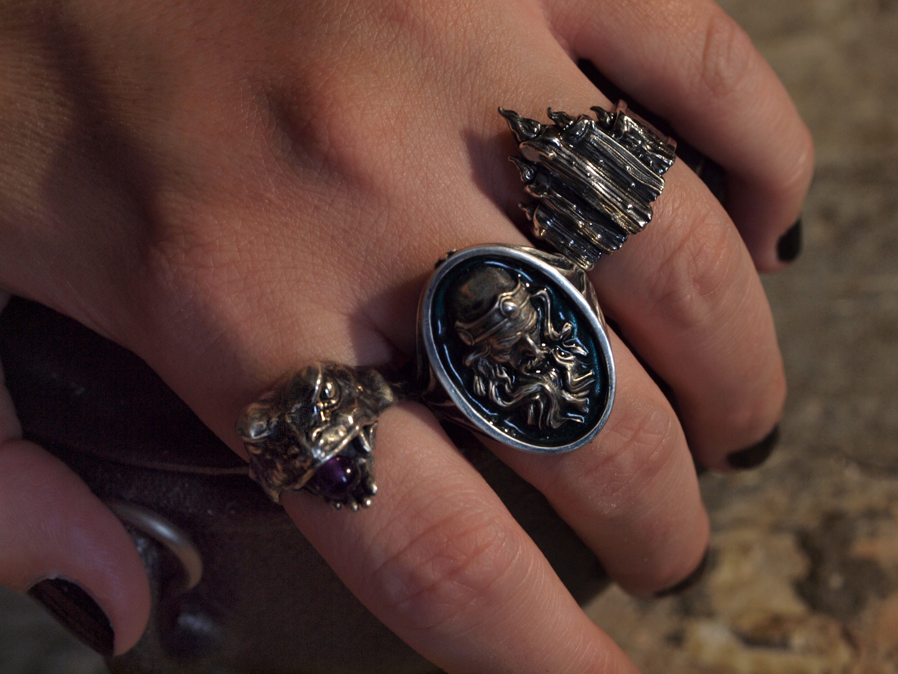 The Old King / Silver Ring Old Man Resin Water / Dark Fairytale Magic ...