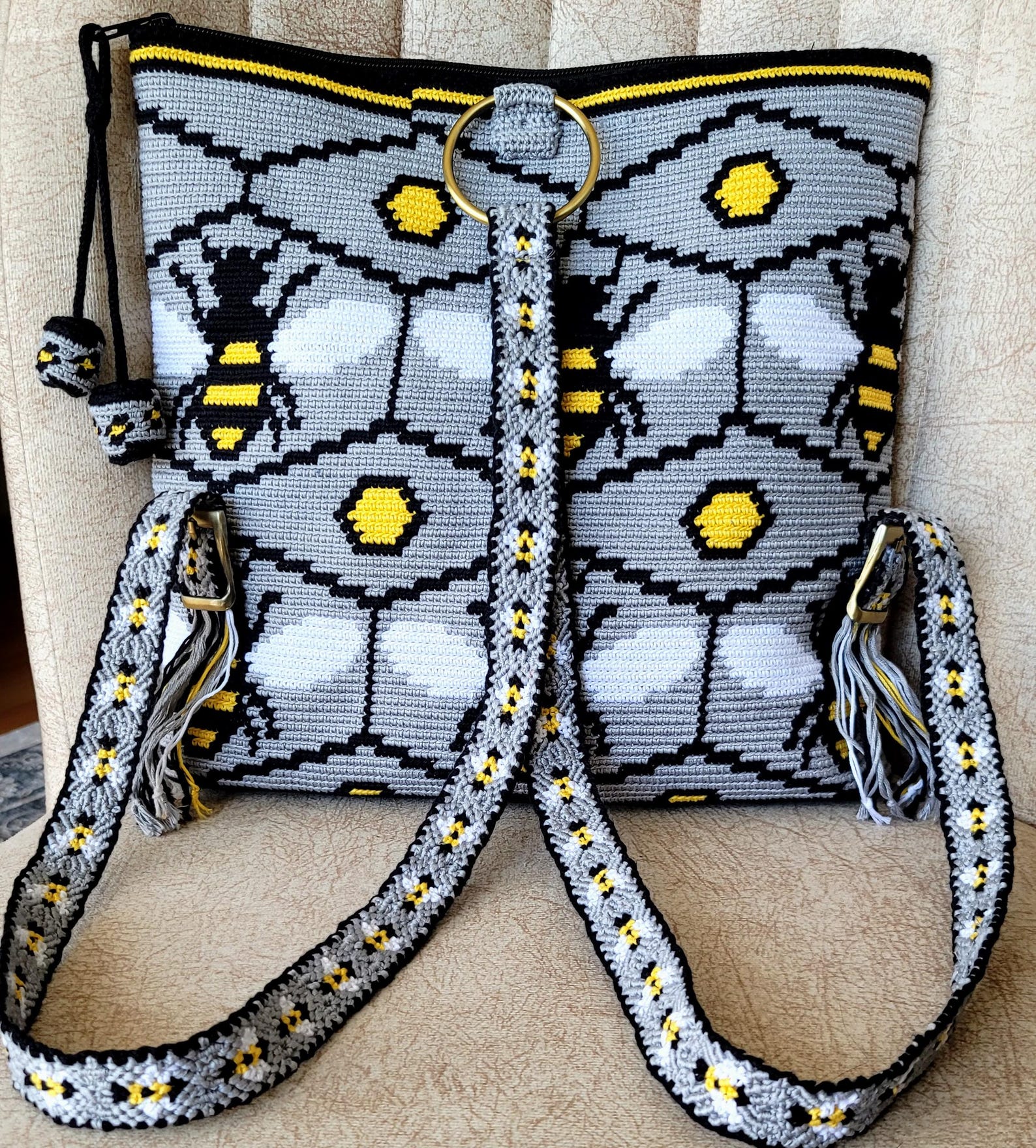 Bee Crochet Bag Crochet Backpack Crochet Bag Bee Crochet Purse Unique ...