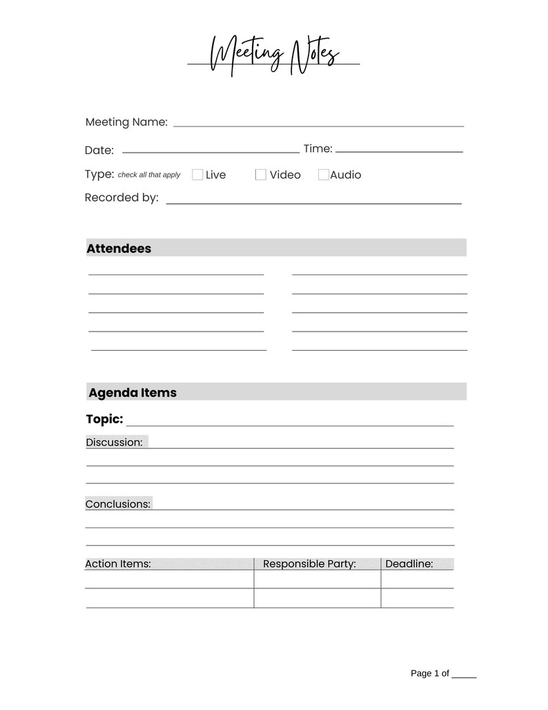 Meeting Notes, Meeting Agenda Template, Meeting Minutes, Meeting ...