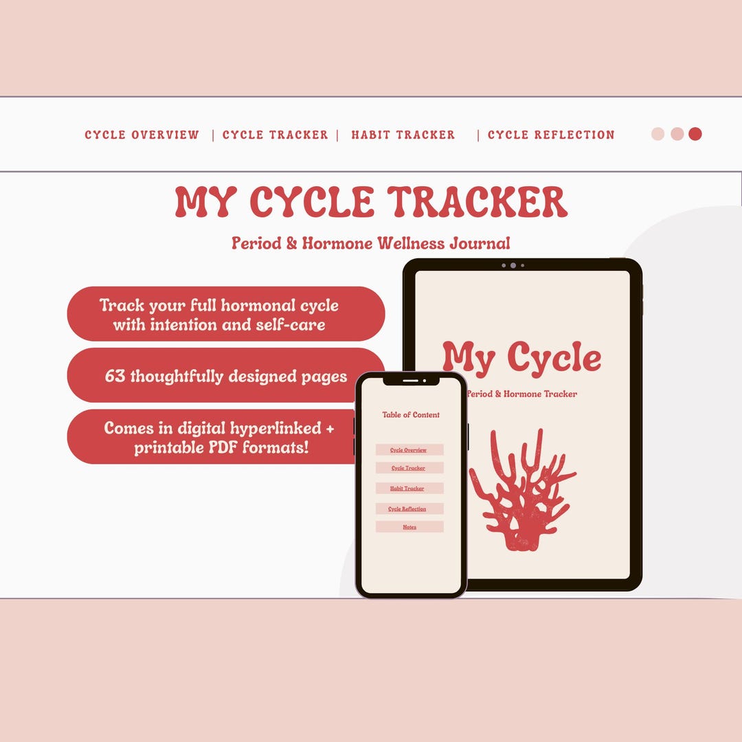 Cycle Tracker | Digital & Printable Planner | Wellness Gifts | Cycle Syncing | Instant Download ...