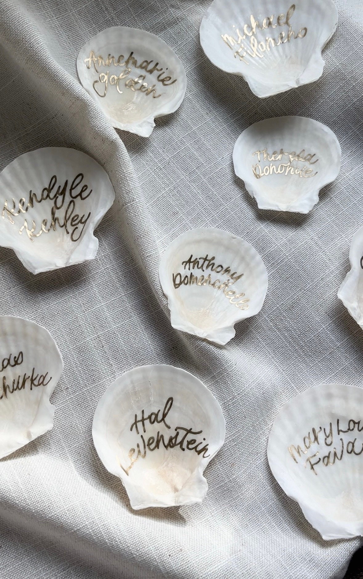 Custom Shell Placecards | Hand Lettered Shell Placards | Personalized ...