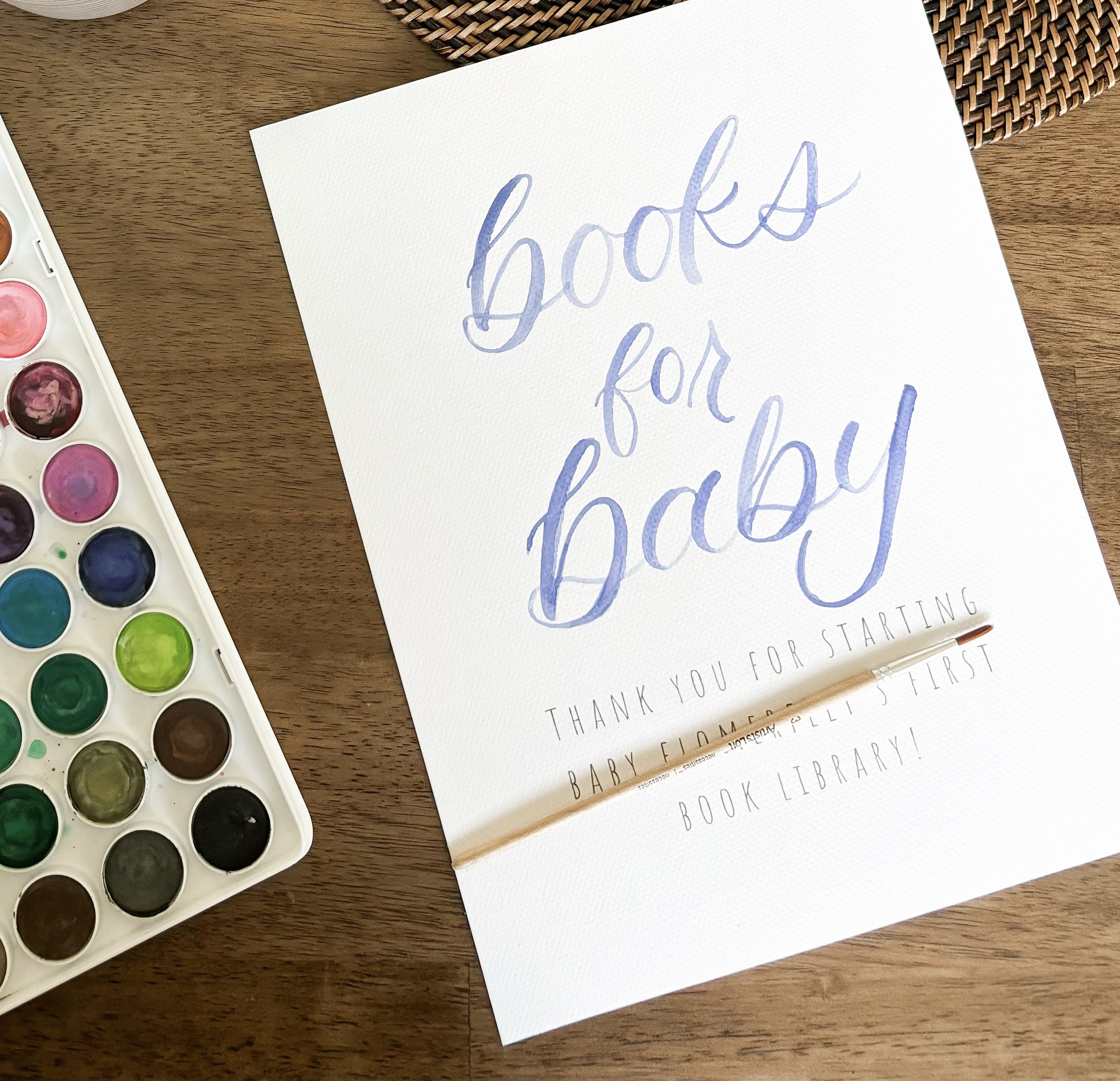 Baby Shower Sign | Book Library Sign | Books for Baby Sign | Watercolor ...