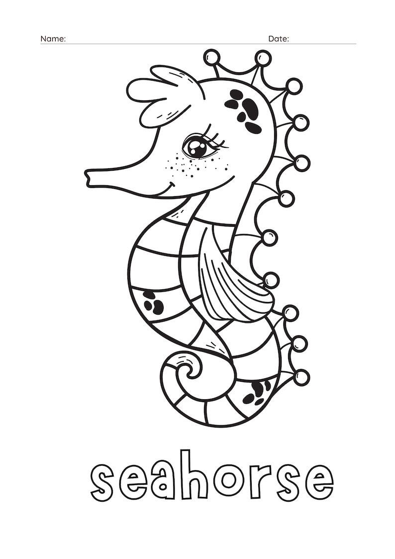 Sea Animals Coloring Book, Kids Education Book,printable Coloring Book ...