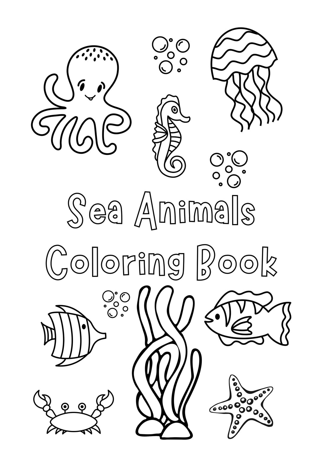 Sea Animals Coloring Book, Kids Education Book,printable Coloring Book ...