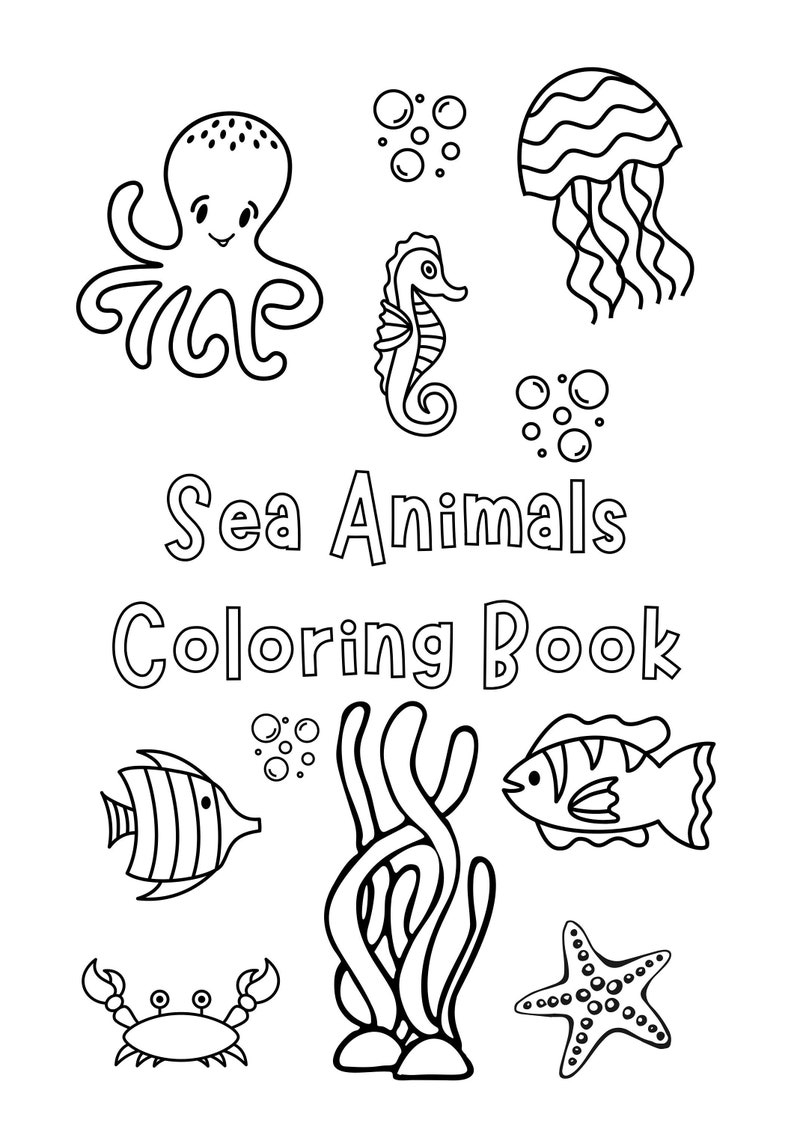 Sea Animals Coloring Book, Kids Education Book,printable Coloring Book ...