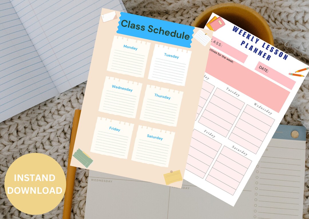 CLASS & WEEKLY PLANNER Printable Sheets Class Schedule and Weekly ...