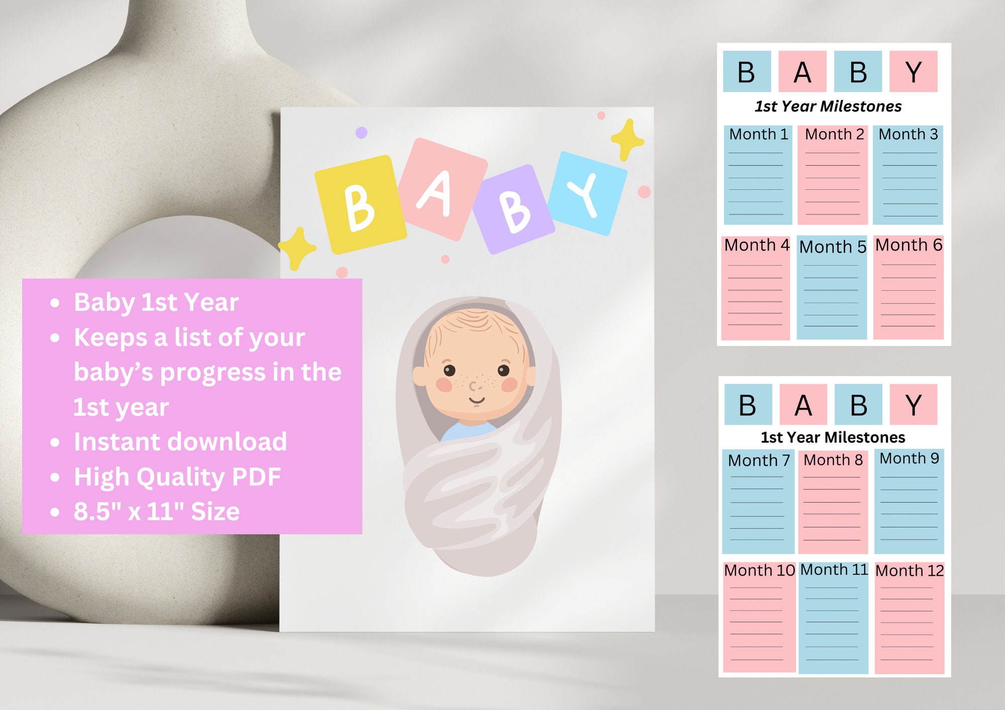 PREGNANCY & BABY TRACKER Printable Sheets Pregnancy Track and Baby ...