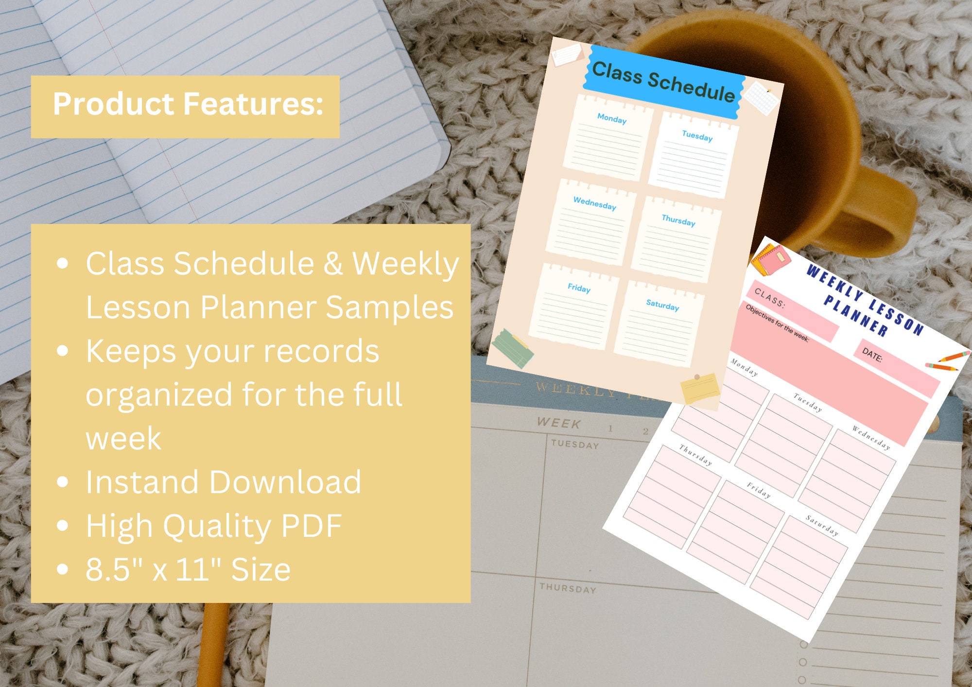 CLASS & WEEKLY PLANNER Printable Sheets Class Schedule and Weekly ...