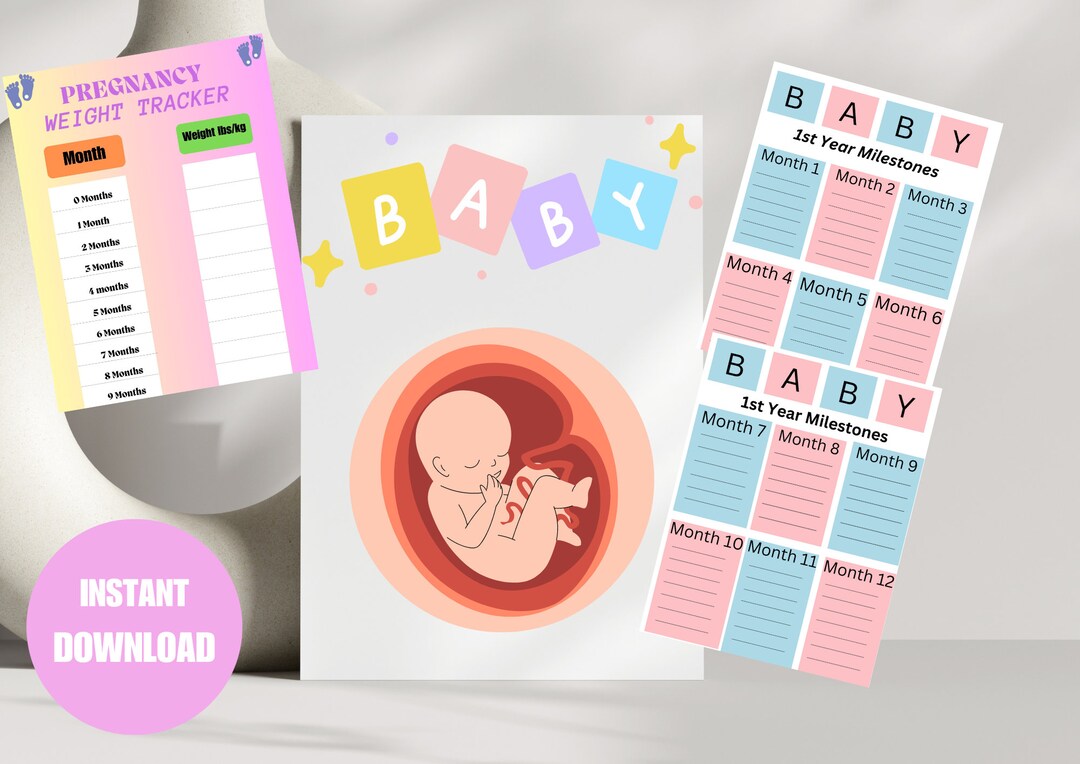 PREGNANCY & BABY TRACKER Printable Sheets Pregnancy Track and Baby ...